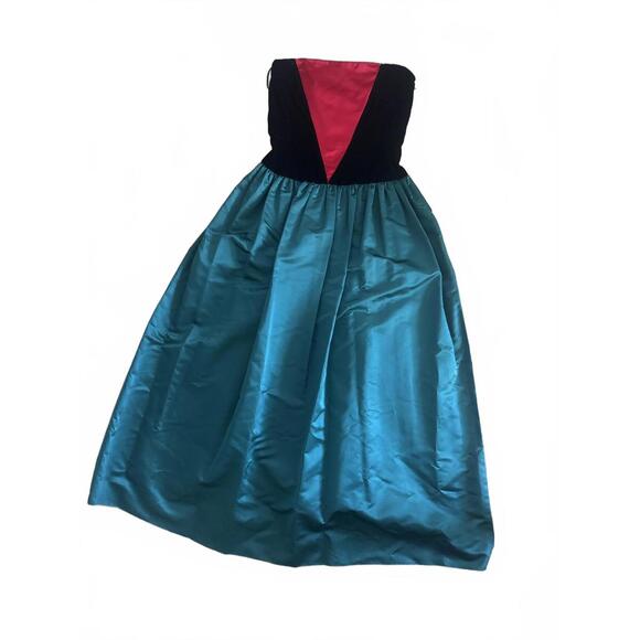Dresses | Vintage Strapless Evening Dress With Colorblock Design | Poshmark
